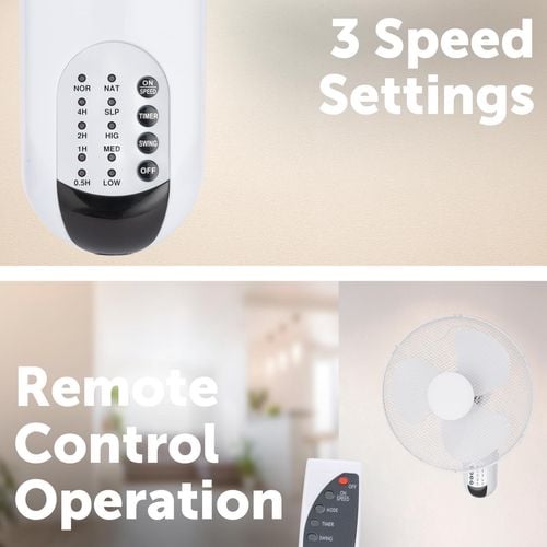 Click 40cm White Remote Controlled Wall Fan - Bunnings Australia