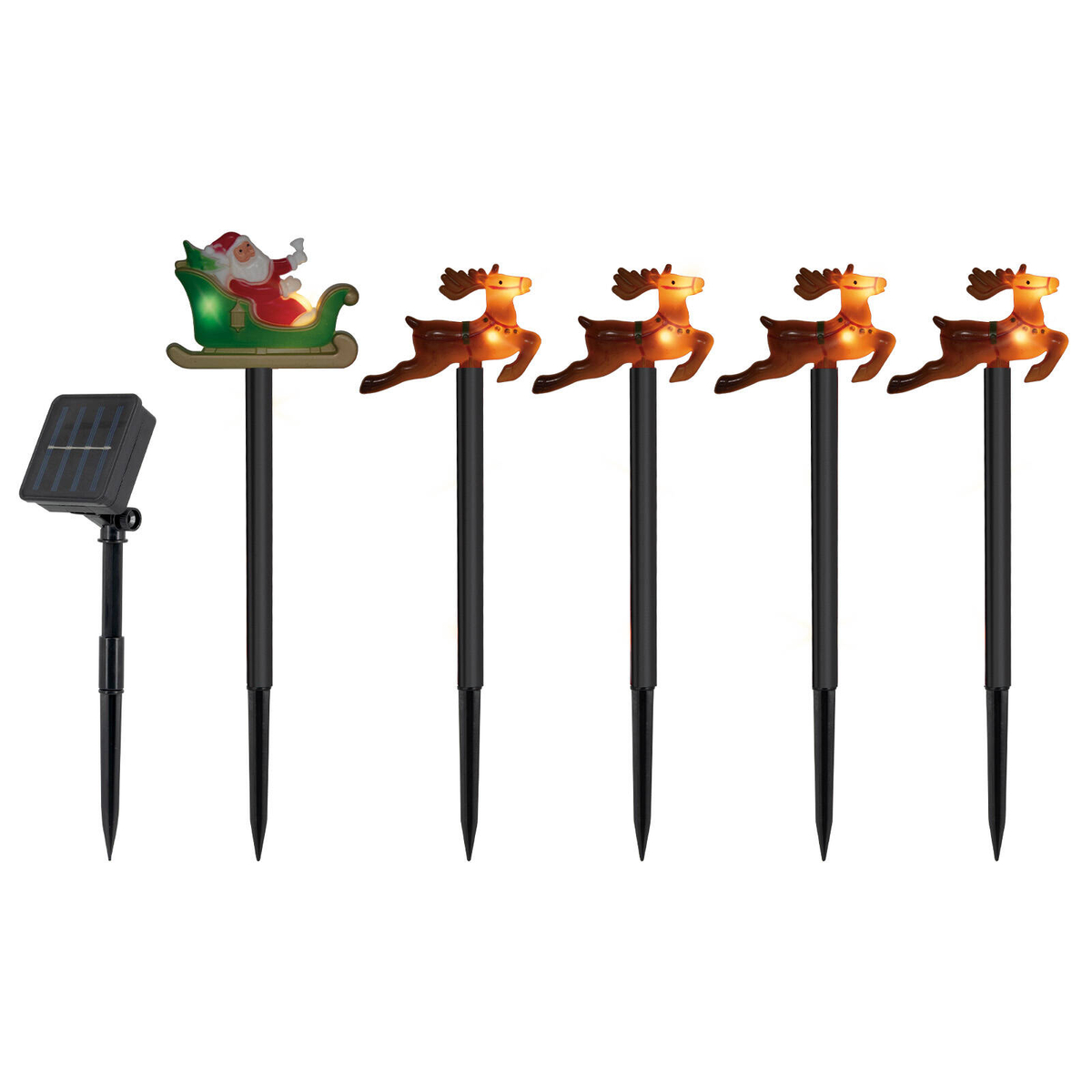 Arlec 5 Solar Powered Santa and Deer Stake Lights - Bunnings Australia