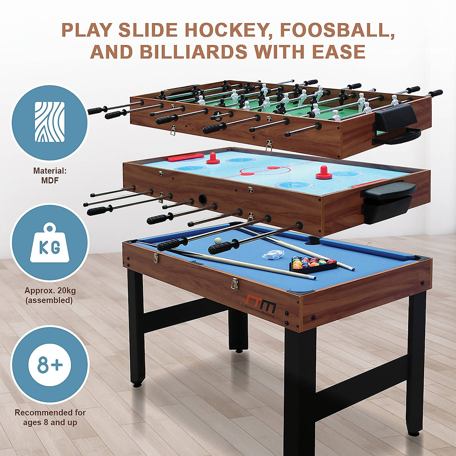 Foosball Table Adult Size Multi Game 54 4-in-1 Multi Game Table, 54 ...