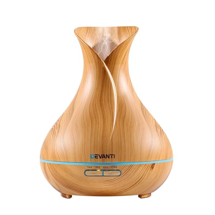 Devanti 400ml Aroma Diffuser Aromatherapy Wood Grain - Bunnings Australia