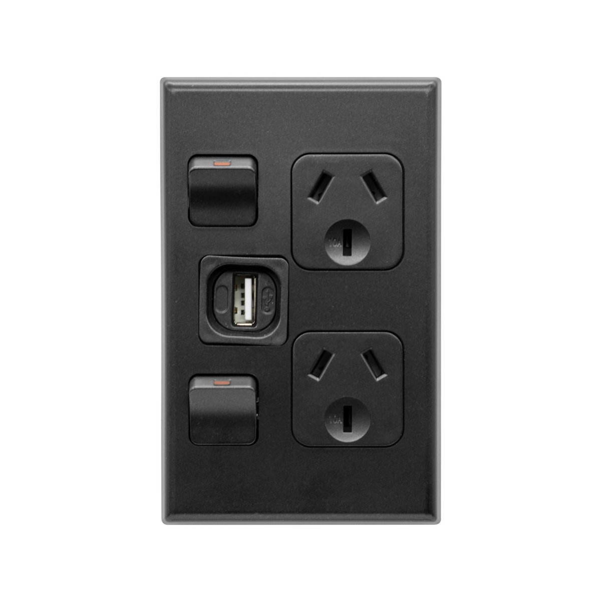Deta Matte Black X7 Vertical Double Power Point with USB Charger ...