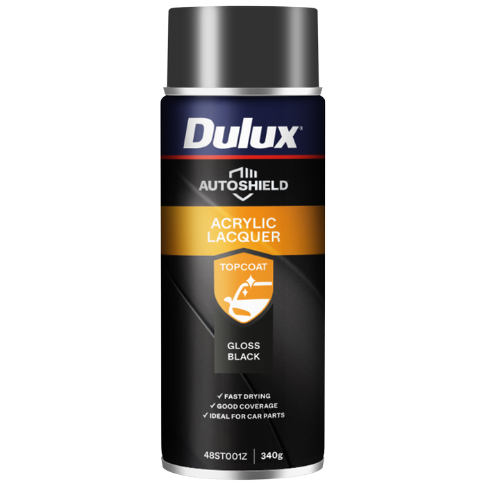 Dulux Autoshield 340g Black Gloss Acrylic Lacquer Spray Paint ...