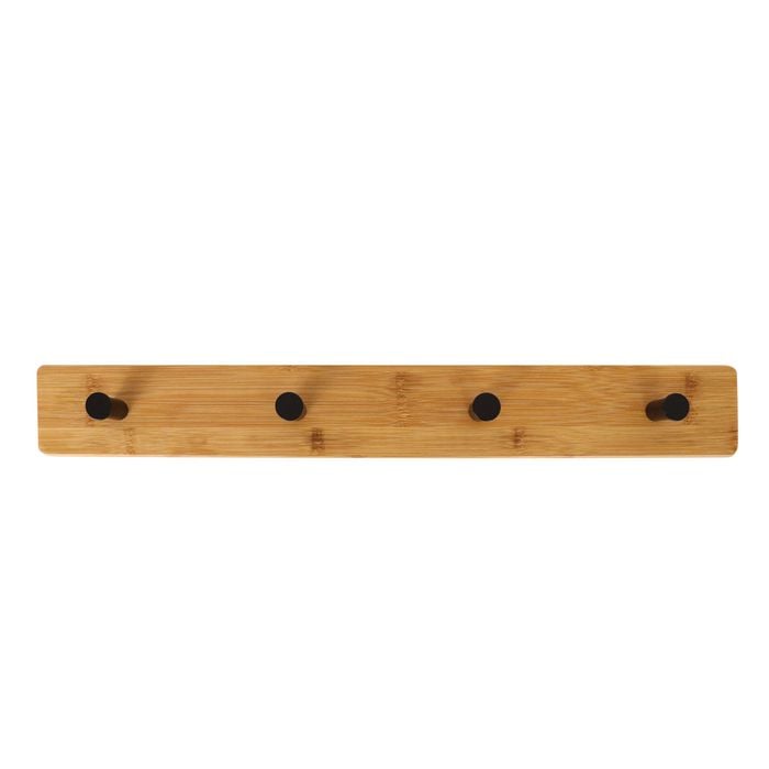 Adoored 600mm Bamboo 4 Hook Black Bino Hat and Coat Rack - Bunnings ...