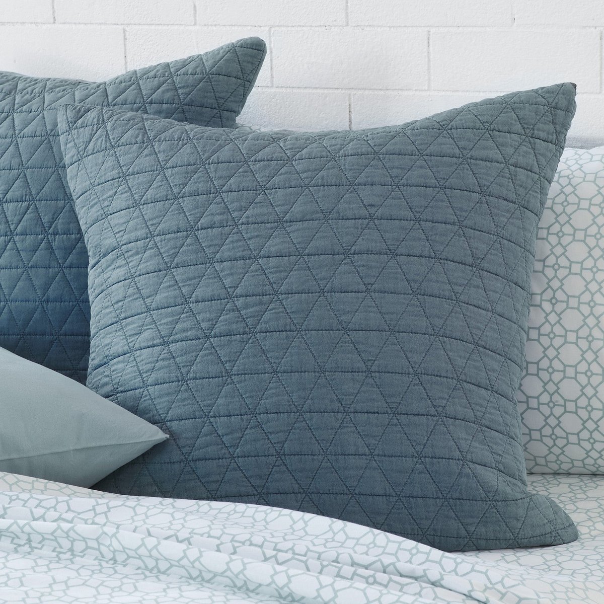 Alex Liddy Edit Triangle Quilted European Pillowcase 65X65cm - Chambray ...