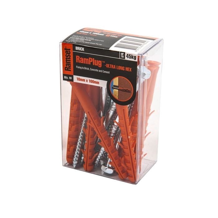 Ramset 10 x 100mm Ultra-Long Hex Anchor RamPlug - 10 Pack - Bunnings Australia