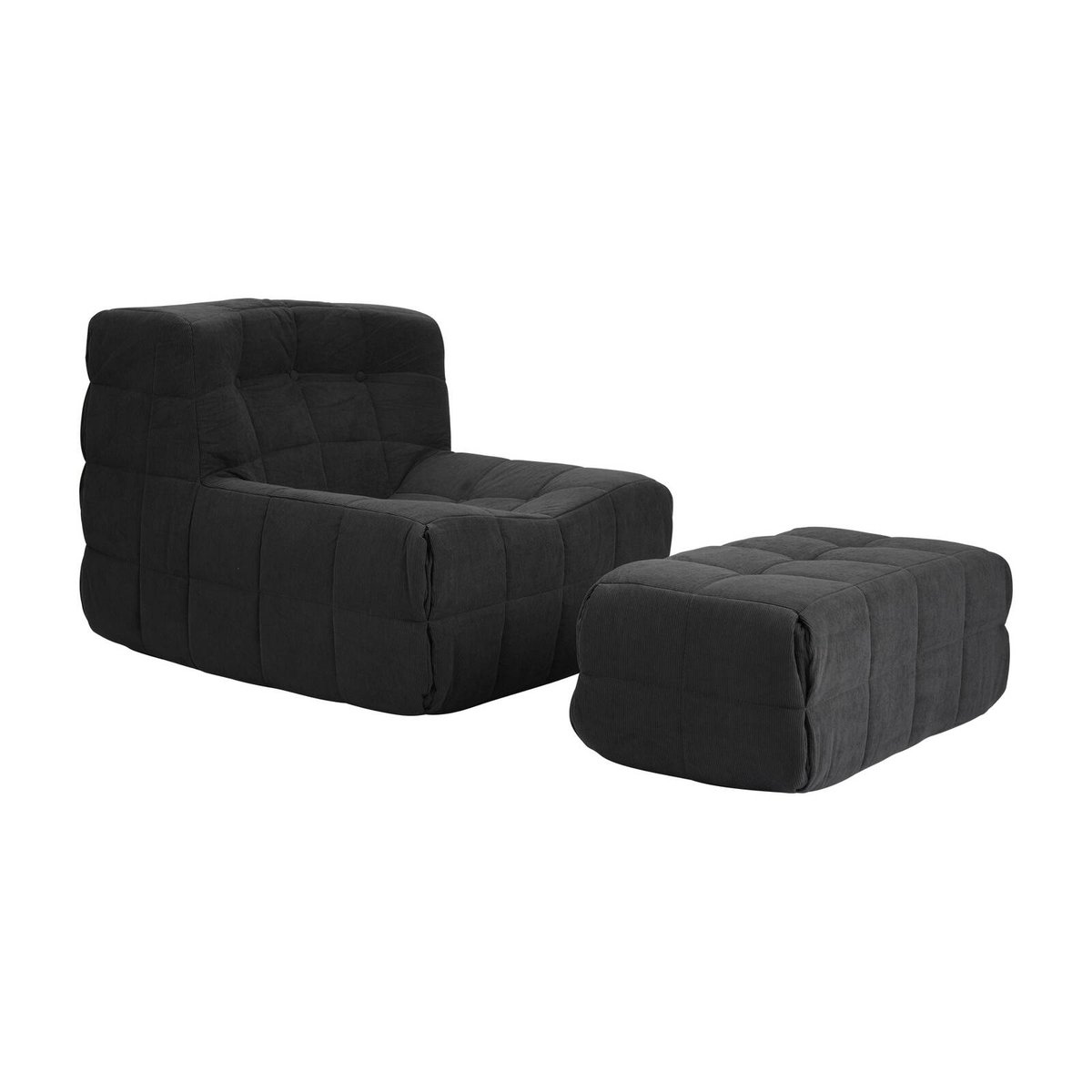 Corduroy Accent Chair with Ottoman-Dark Drey - Bunnings Australia
