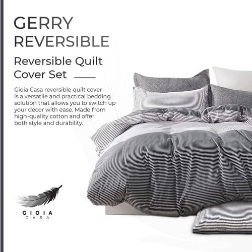 Gioia Casa 100% Cotton Gerry Reversible Printed Quilt Cover Set - King ...