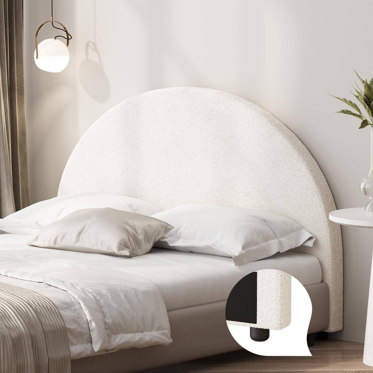 Oikiture Bed Head Double Size Headboard Bedhead White Boucle - Bunnings ...