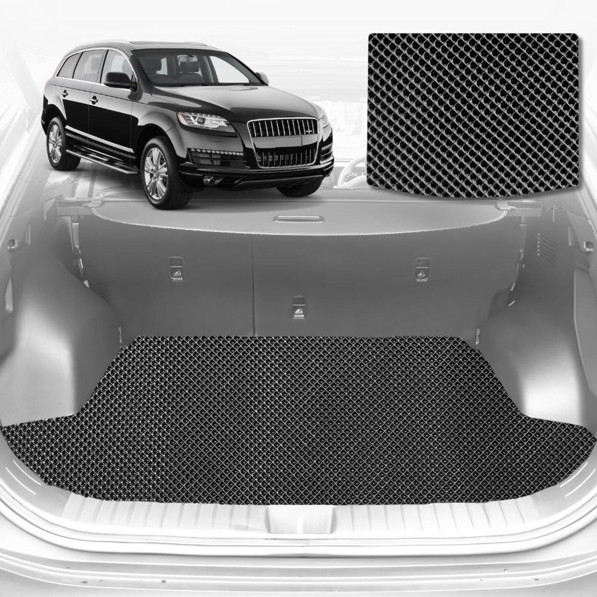 6D Diamond Car Boot Mat for Audi Q7 SQ7 4M 2015-Current-(3rd Row folded ...
