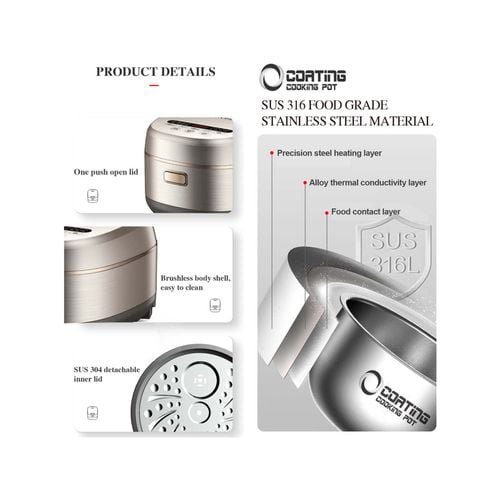 Hoper Layer 4L Electric Rice Cooker IH Heating Zero Coating Non-stick ...