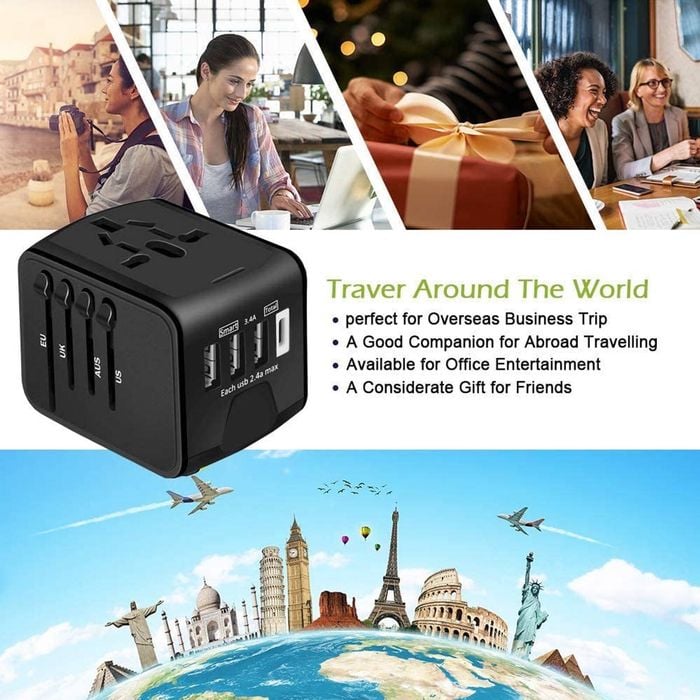 Perth Laptops Type-C 3 USB Charger Universal World Travel Adapter Plug ...