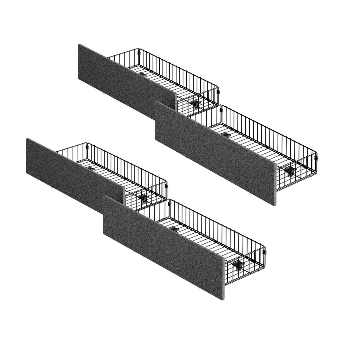 Oikiture 4x Trundle Drawers for Bed Frame with Wheels Metal Grey ...