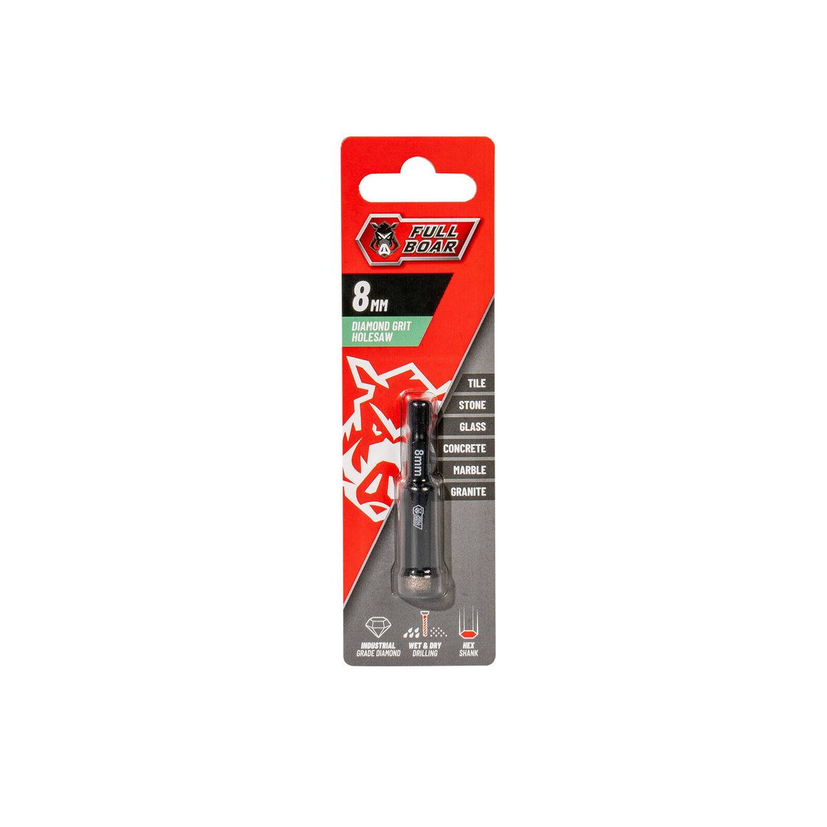 Full Boar 8mm Diamond Grit 1/4" Hex Shank Holesaw Bit FDGH-8 - Bunnings ...