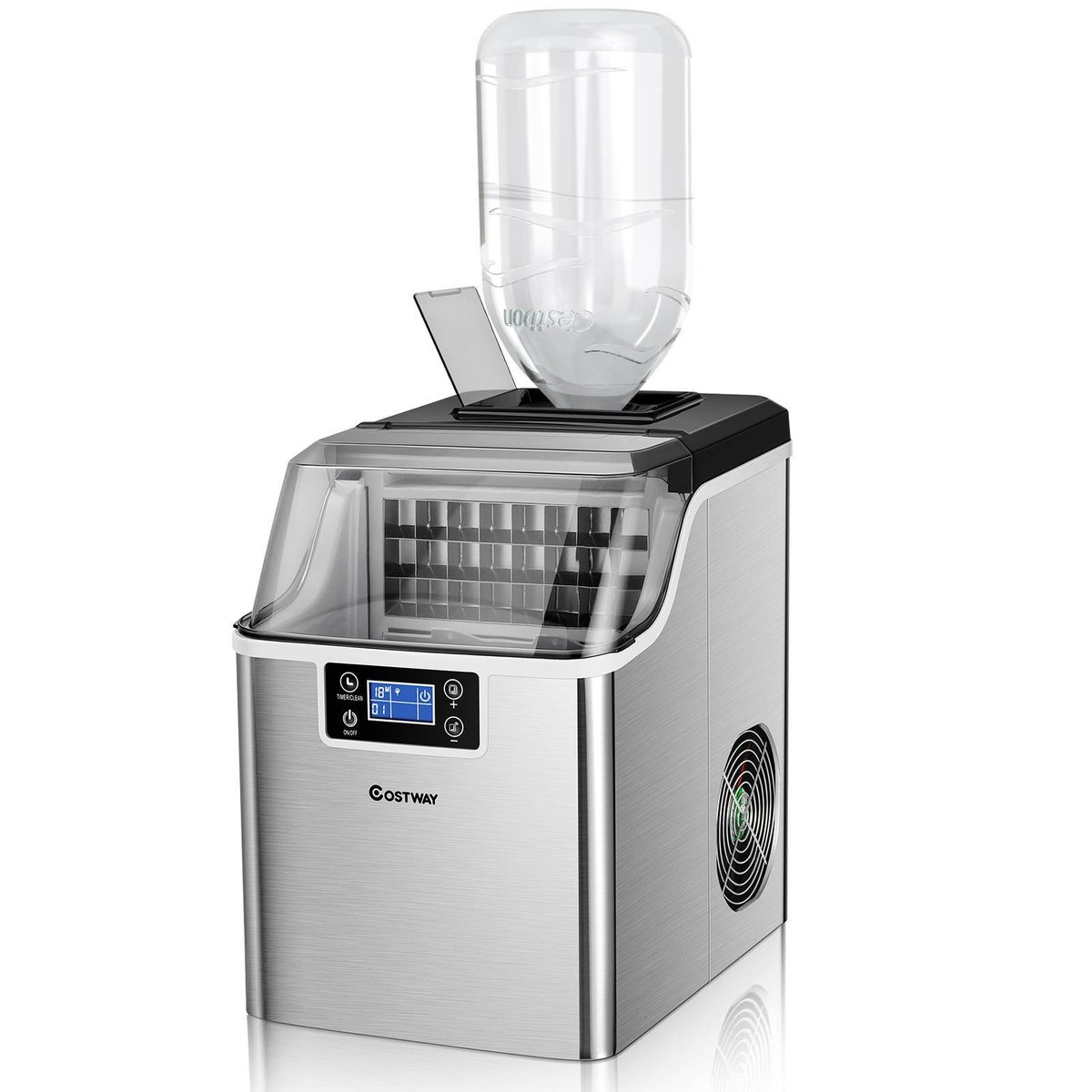 Costway 20kg 3.2l Stainless Ice Maker Portable Ice Cube Commercial ...