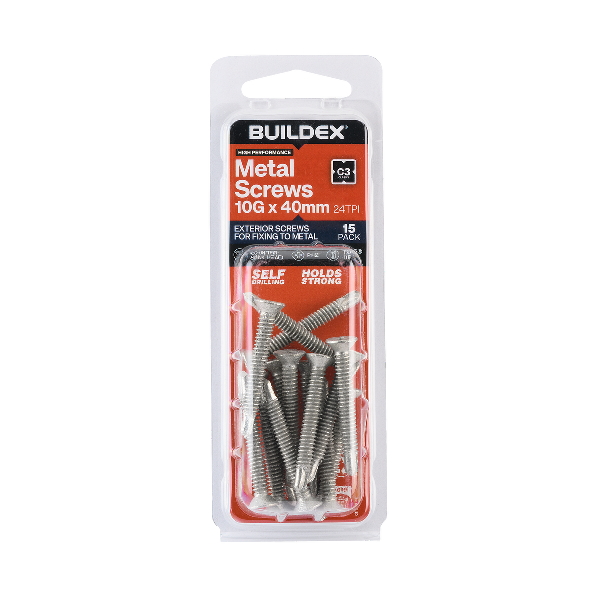 Buildex 10G x 40mm Class 3 Sheet Metal Screws - 15 Pack - Bunnings ...