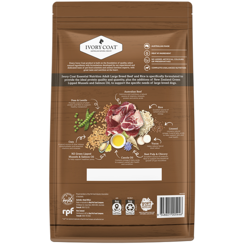 Ivory Coat Essential 5kg Beef And Rice Large Breed Dog Dry Food ...