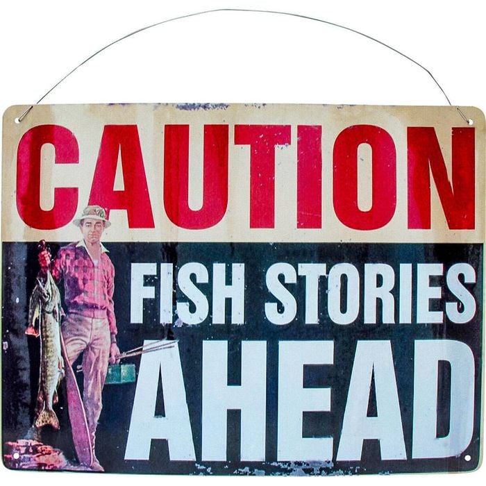 LVD Caution Fish Stories 25.5x34cm Metal Sign Hanging Decor - Bunnings ...