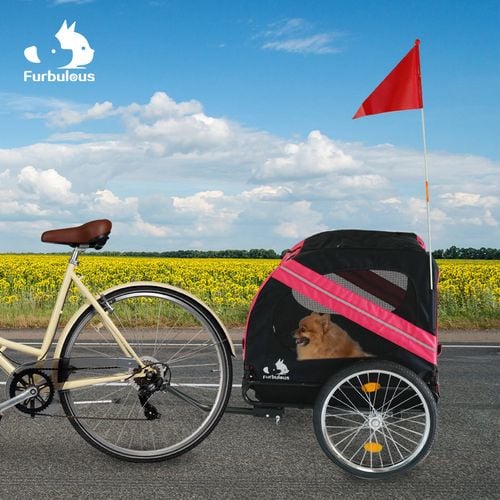 Furbulous Pet Bike Trailers 40kg Outdoor Bicycle Covered Carrier for ...