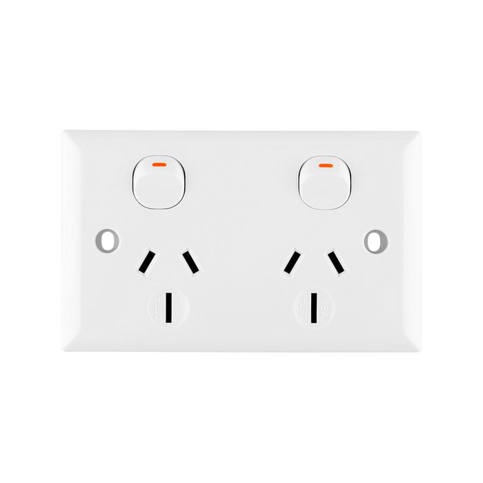 DETA 15 Amp Solid Plate Double Power Point - Bunnings Australia