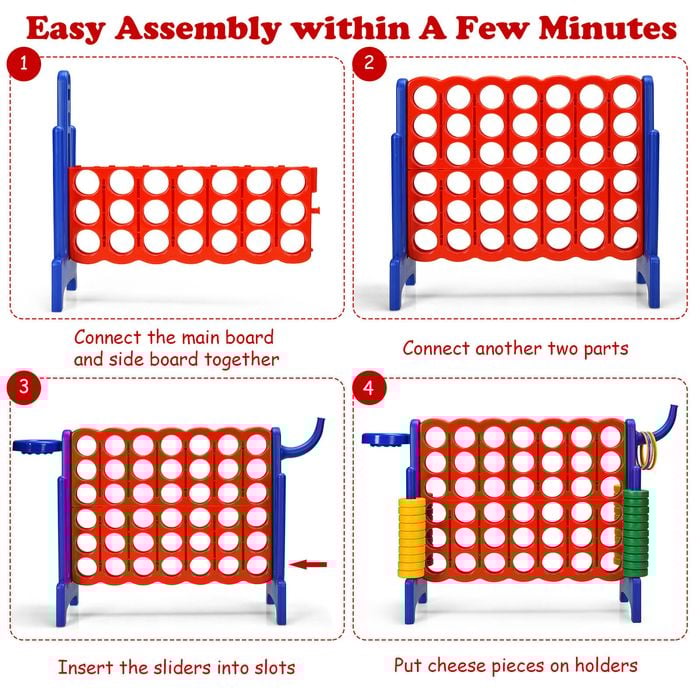 Costway Giant 4-in-A Row Connect four Board Game Set Blue - Bunnings ...