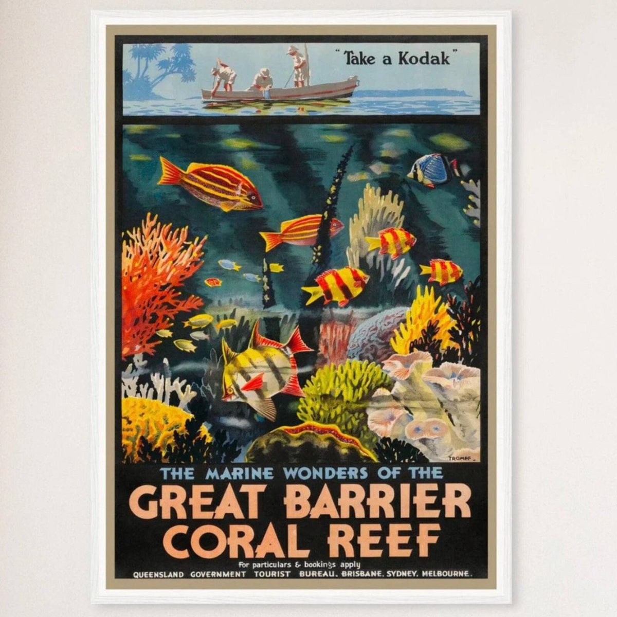 Galrie Vintage Great Barrier Reef Travel Poster by Roger Broders ...