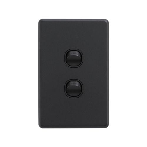 DETA X6 Black Matte Double Vertical Switch - Bunnings Australia