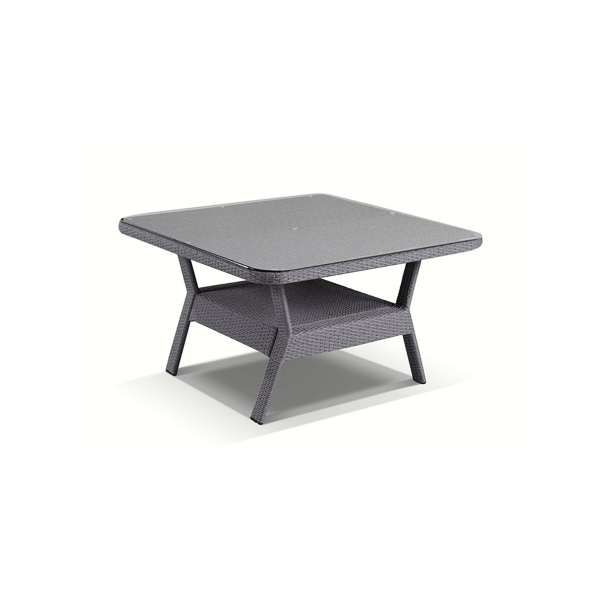 Low Dining 1.2M Square Outdoor Wicker Glass Top Table Brushed Grey Wicker Bunnings Australia