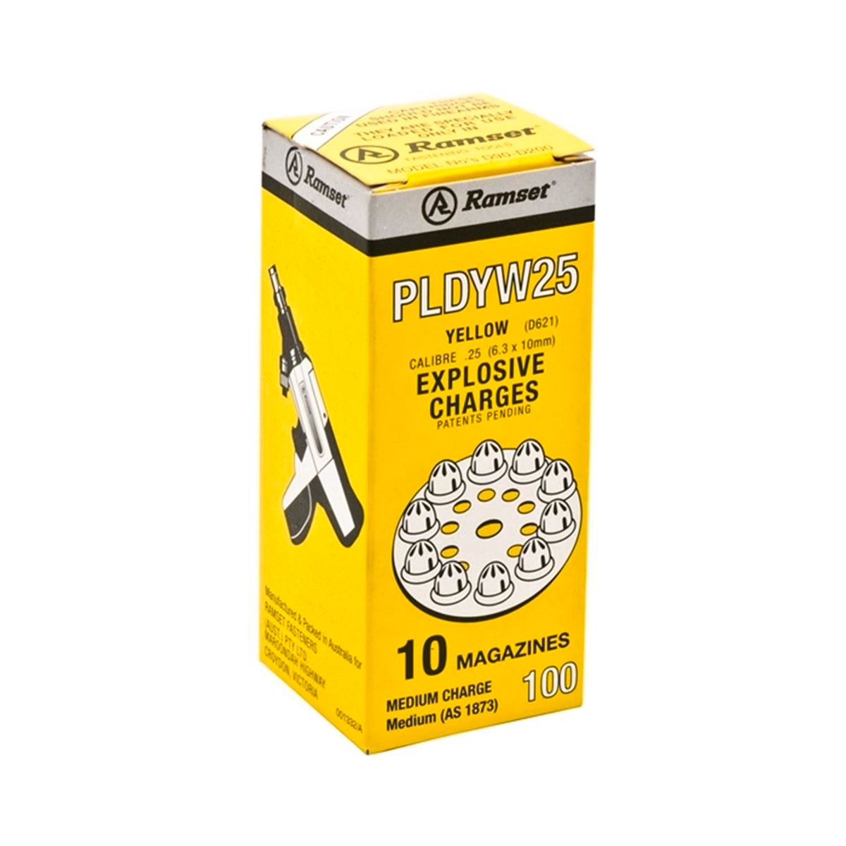 Ramset Charge Disc Explosive Charges Yellow Medium 100pk - Bunnings New ...