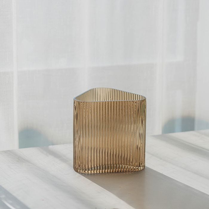 Waterfall Triangle Glass Vase Latte Small - Bunnings Australia