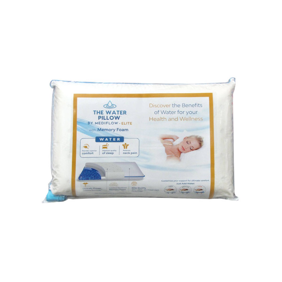 Mediflow Elite Premium Fiber Memory Foam Water Pillow 44 x 66 cm ...