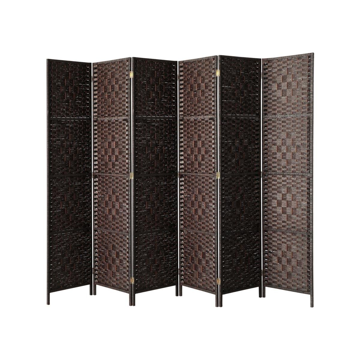 Oikiture 6 Panel Room Divider Screen Privacy Timber Brown - Bunnings ...