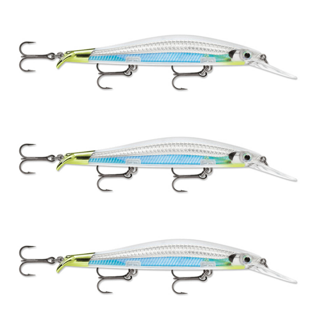 3x Rapala 9cm RipStop Shallow Jerkbait Hard Body Fishing Lures - Albino ...