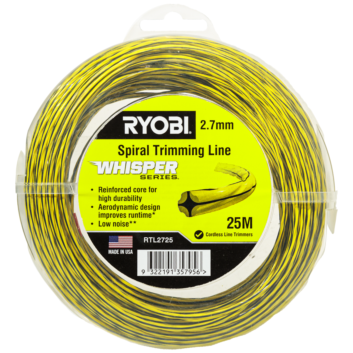 Ryobi 2.7mm x 25m Whisper Series Trimming Line - Bunnings Australia