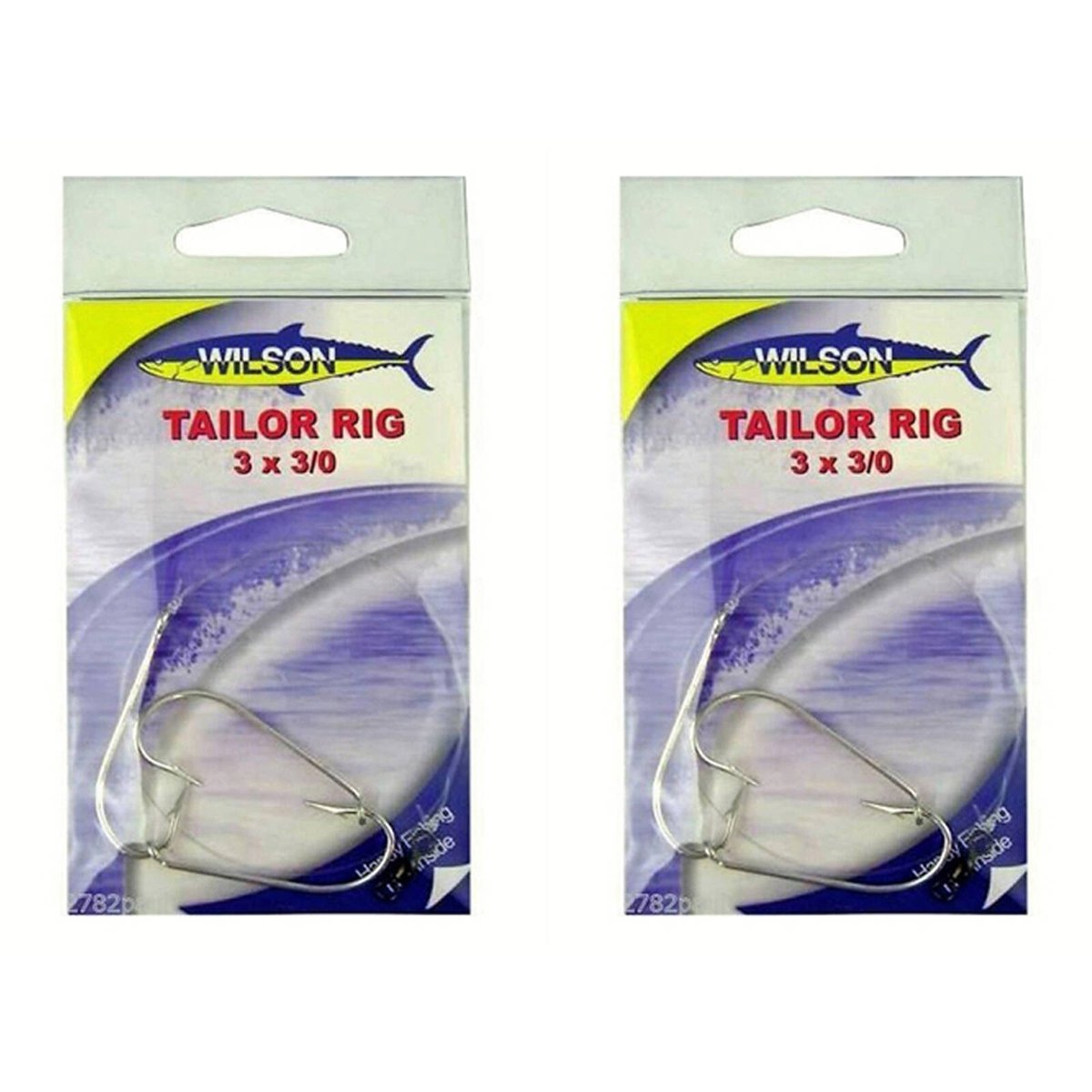 2x Wilson Tailor Fishing Rig 3x3/0 Hook-Setup - 40lb Clear Mono Leader ...