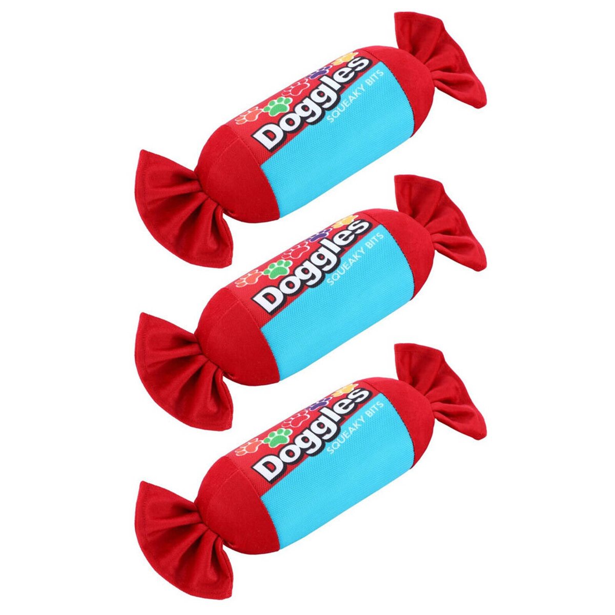 3PK Paws & Claws Candy Roll Oxford Toy Doggles 28X11cm - Bunnings Australia