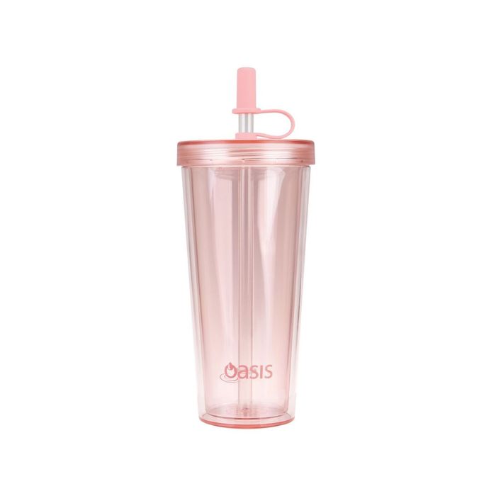 Oasis Plastic Double Wall Smoothie Tumbler 520ml - Strawberry - Bunnings Australia