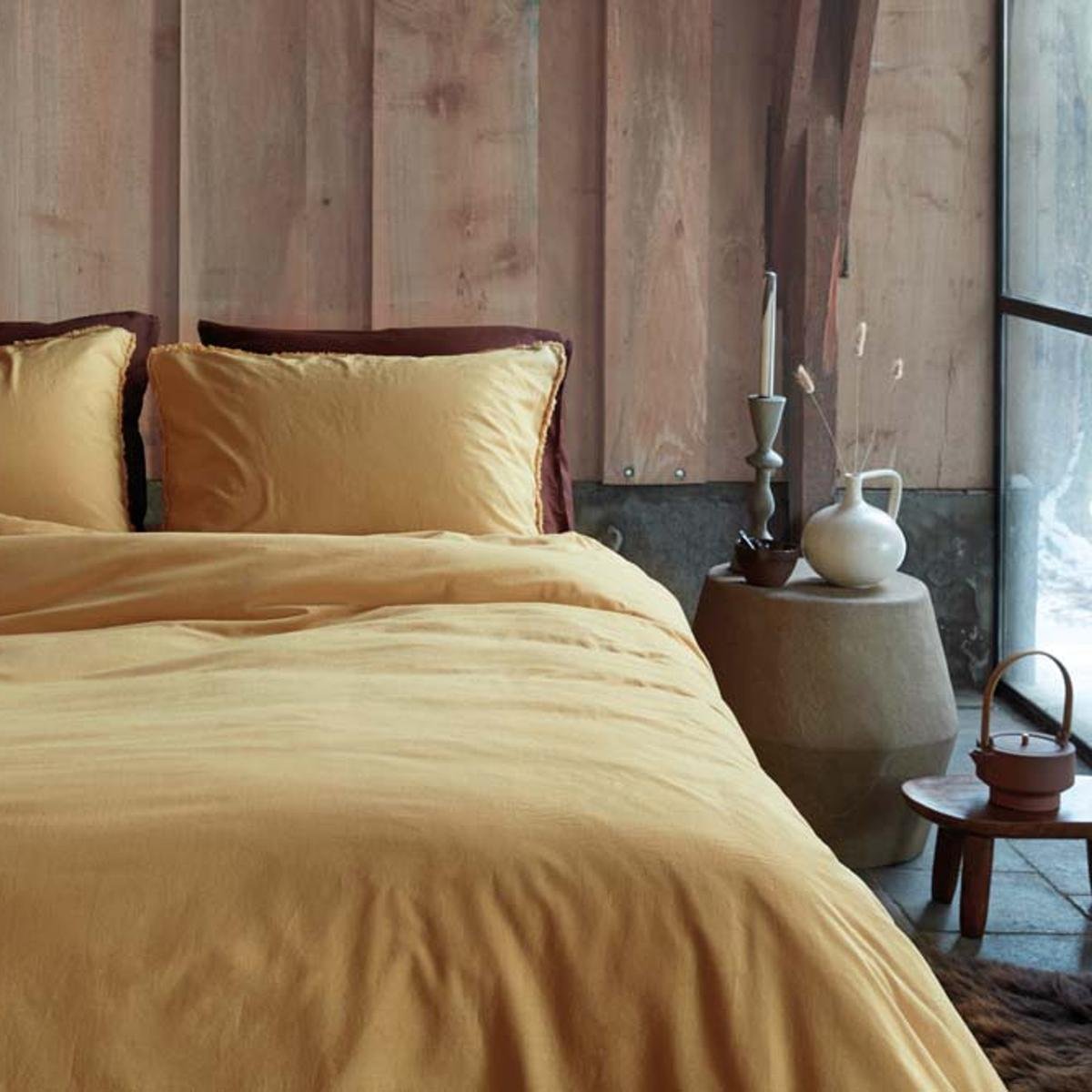 Vtwonen King Yellow Natural Stone Fraying Yellow Cotton Quilt Cover Set ...