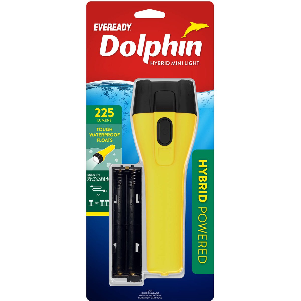 Eveready Dolphin Hybrid Rechargeable Floating LED Flashlight 225 Lumen ...