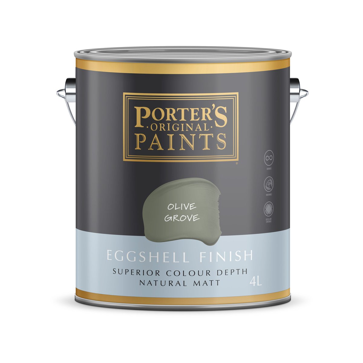 Porter's 4L Olive Grove Eggshell Finish Broadwall Washable Paint - 4L ...