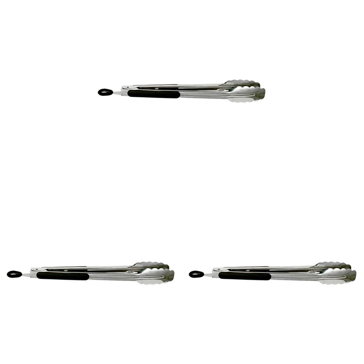 3PK Appetito Heavy Duty Stainless Steel Tongs w/Rubber Grip & Locking ...