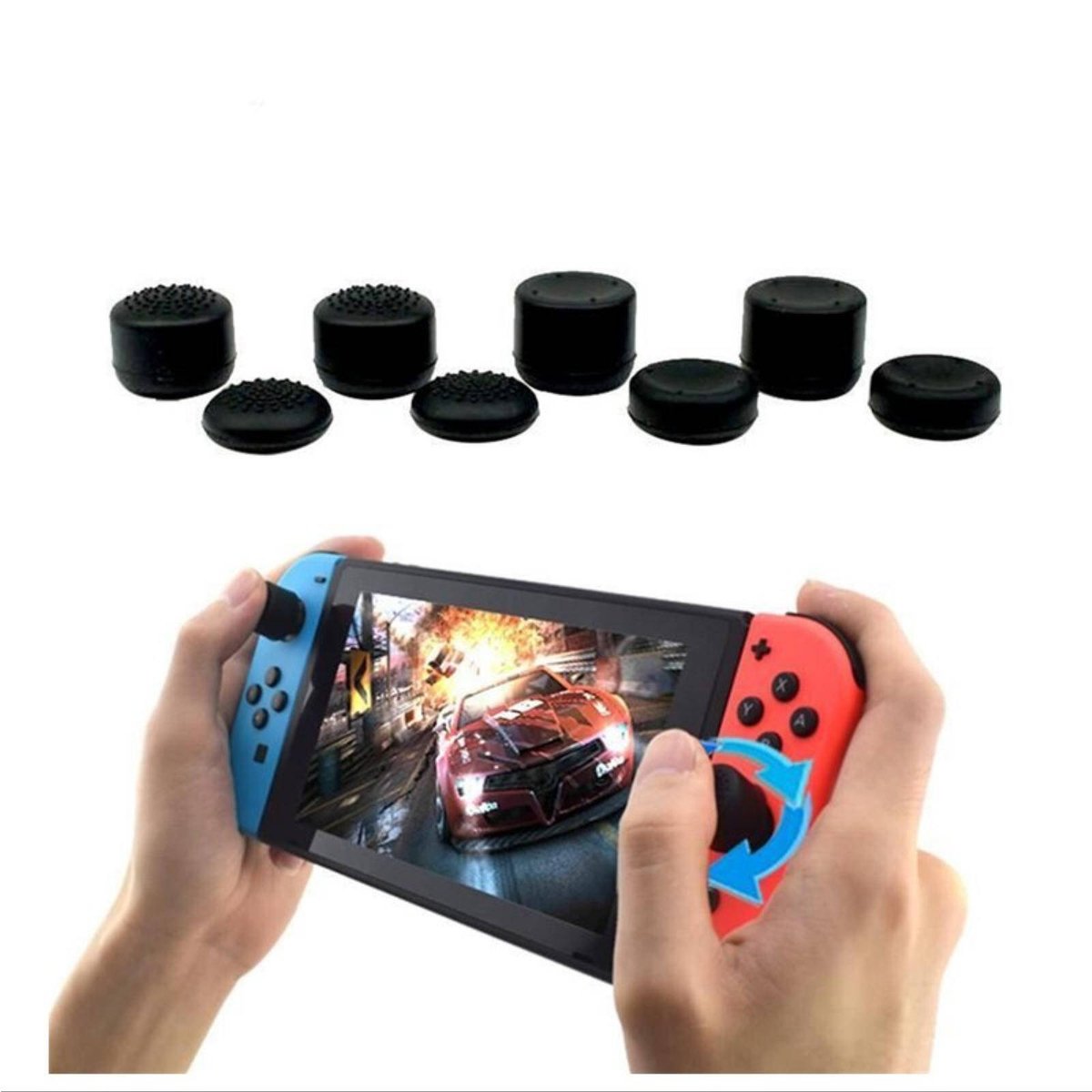 8 Pieces Silicone Thumb Stick Grip Joystick Cap Cover for Nintendo ...