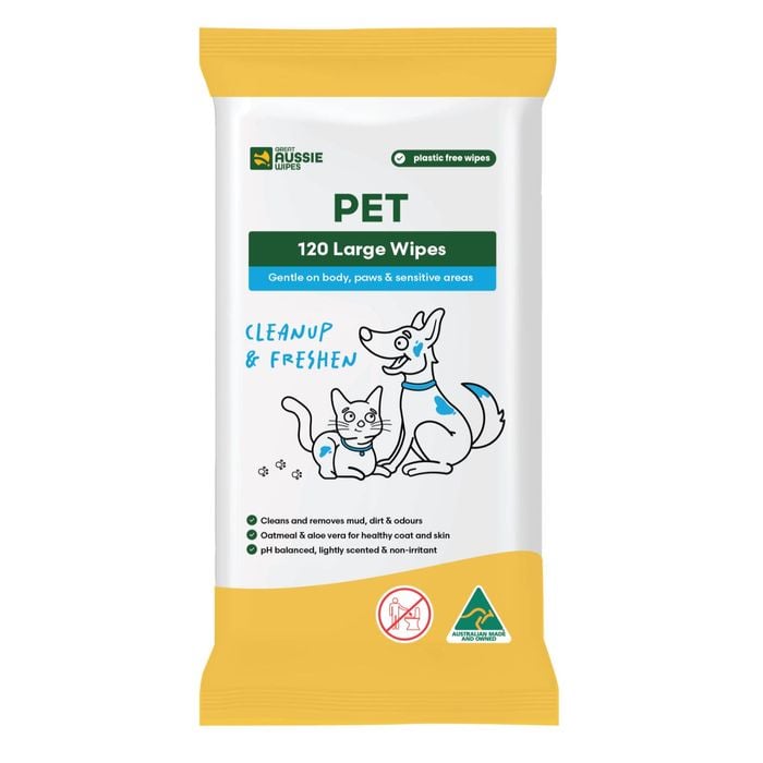 Great Aussie Wipes Pet Wipes - 120 Pack - Bunnings Australia