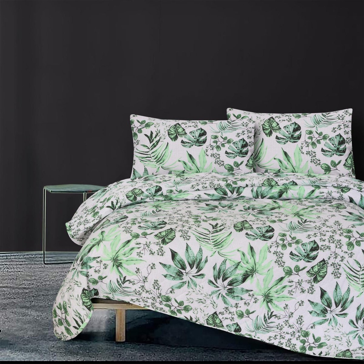 Amsons Pure Cotton Groove Super King Bedspread Set - Green/White ...