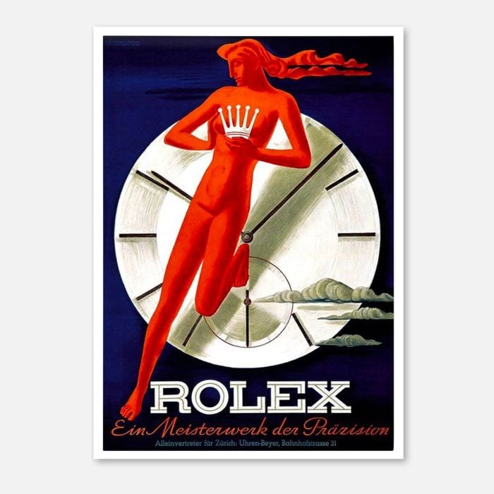 Galrie Vintage Rolex Advertising Poster - Stunning Art Deco Timepiece ...