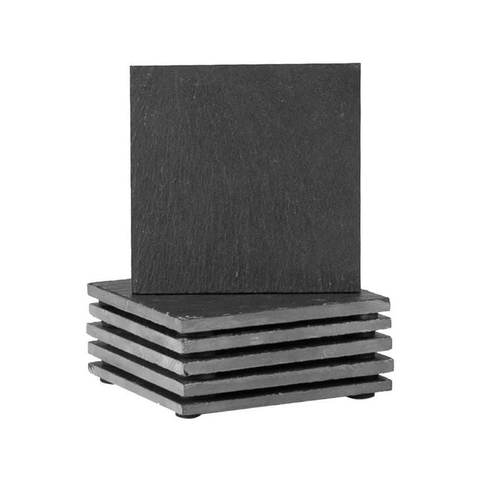 Argon Tableware 6 Piece Linea Square Slate Coasters Set - Rustic ...