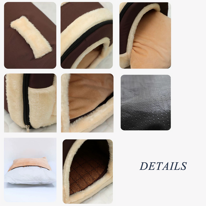 Pet Dog House Kennel Soft Igloo Beds Cave Cat Doggy Warm Cushion Fold L ...