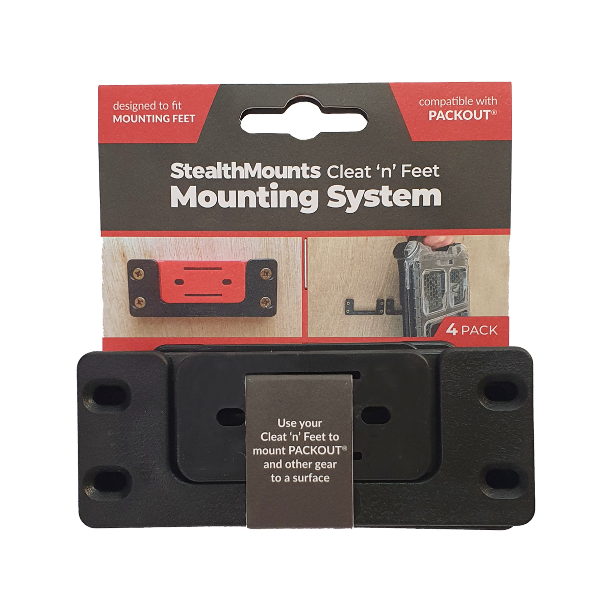 StealthMounts Black Cleat and Feet Mounting System - 4 Pack - Bunnings ...