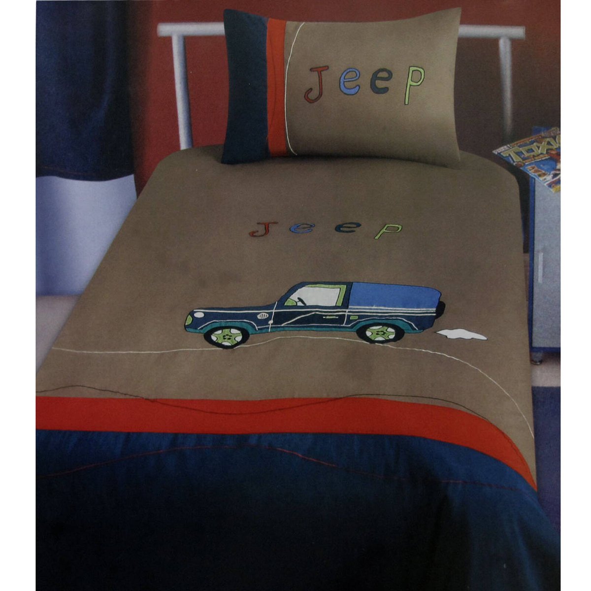 Kidz & More Jeep Wrangler Embroidered Quilt Cover Set Single - Bunnings ...