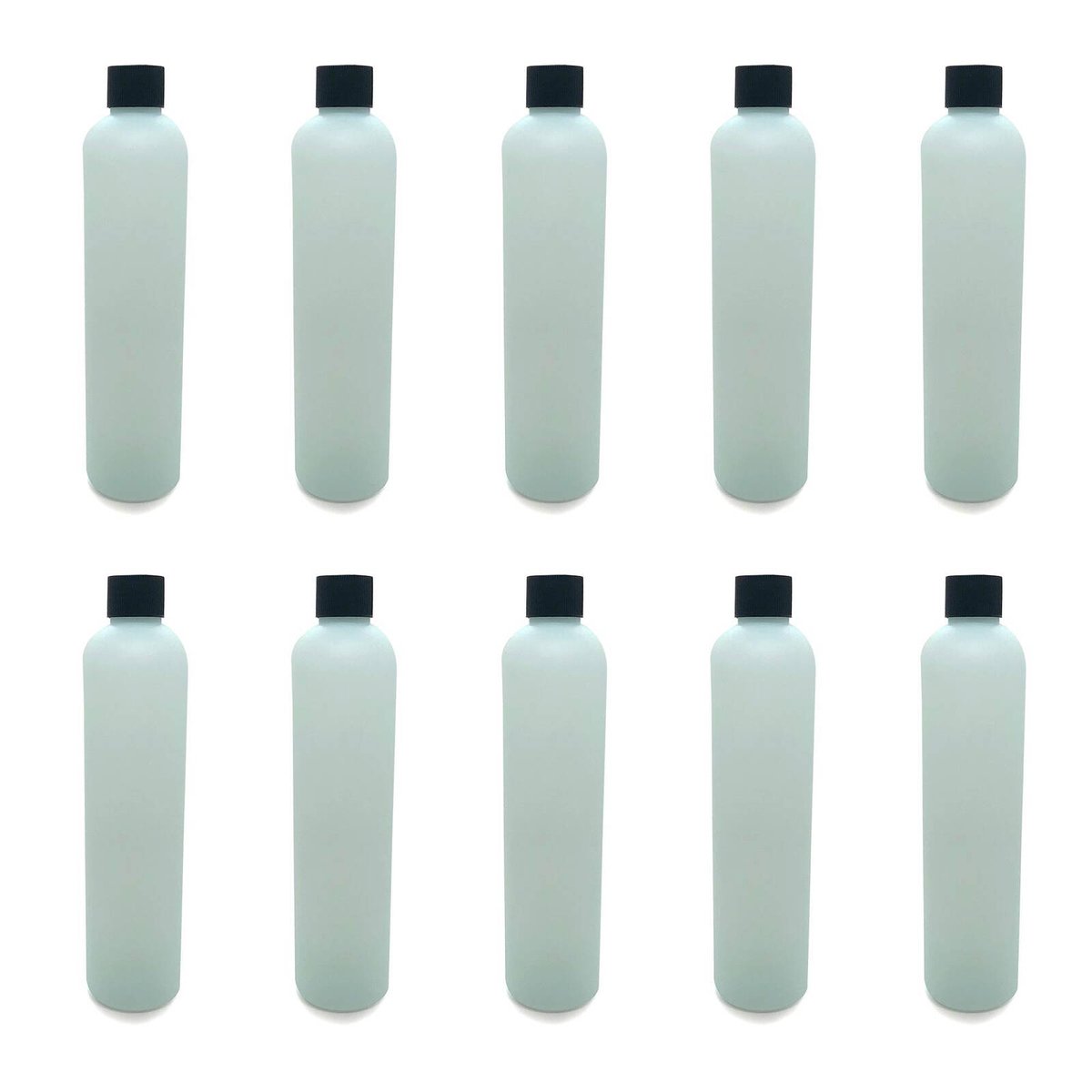 10x 325ml HDPE Bottles + 24/410 Neck Caps - Plastic Empty Translucent ...