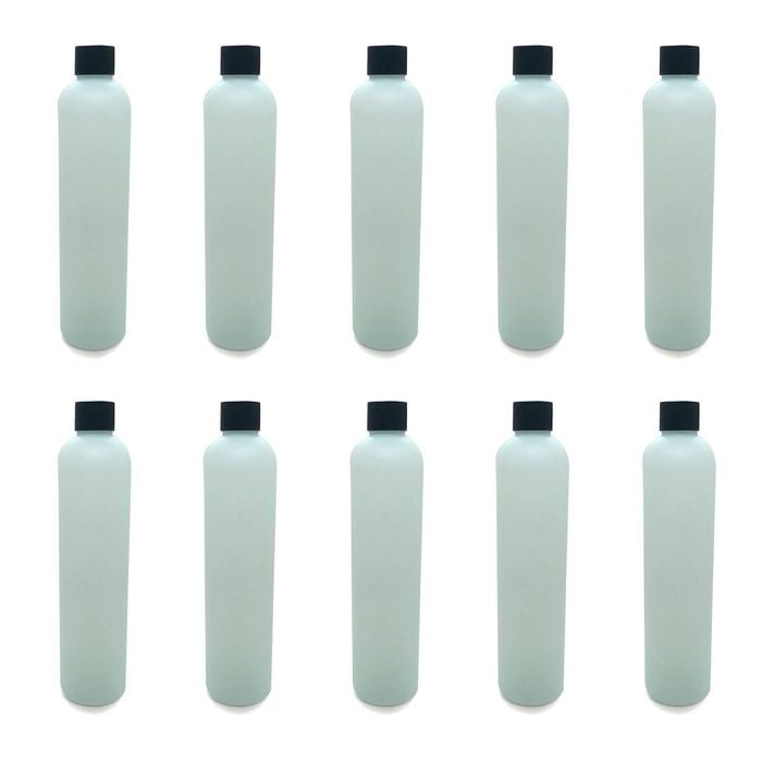 10x 325ml HDPE Bottles + 24/410 Neck Caps - Plastic Empty Translucent ...